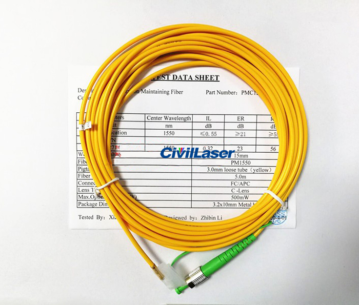 PM1550 Fiber Optic Collimator 3mm Loose Tube FC/APC 5m PM Fiber Slow ...