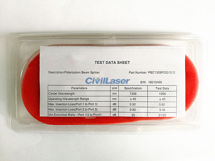 1359nm 1x2 PM Fiber Coupler FC/APC Polarization Maintaining Coupler