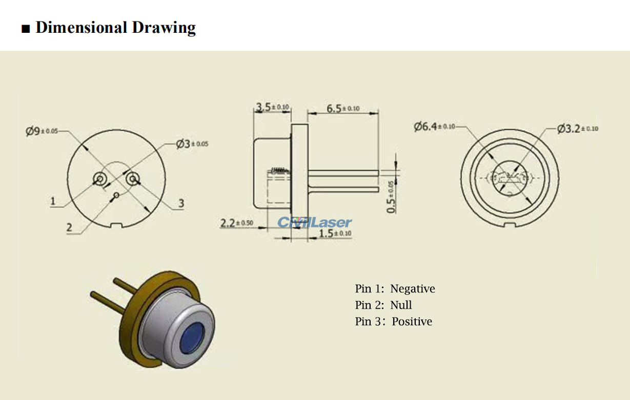 1550nm 15W Pulsed Laser Diode in TO-9 Package 190μm Emitter Width 1550A ...