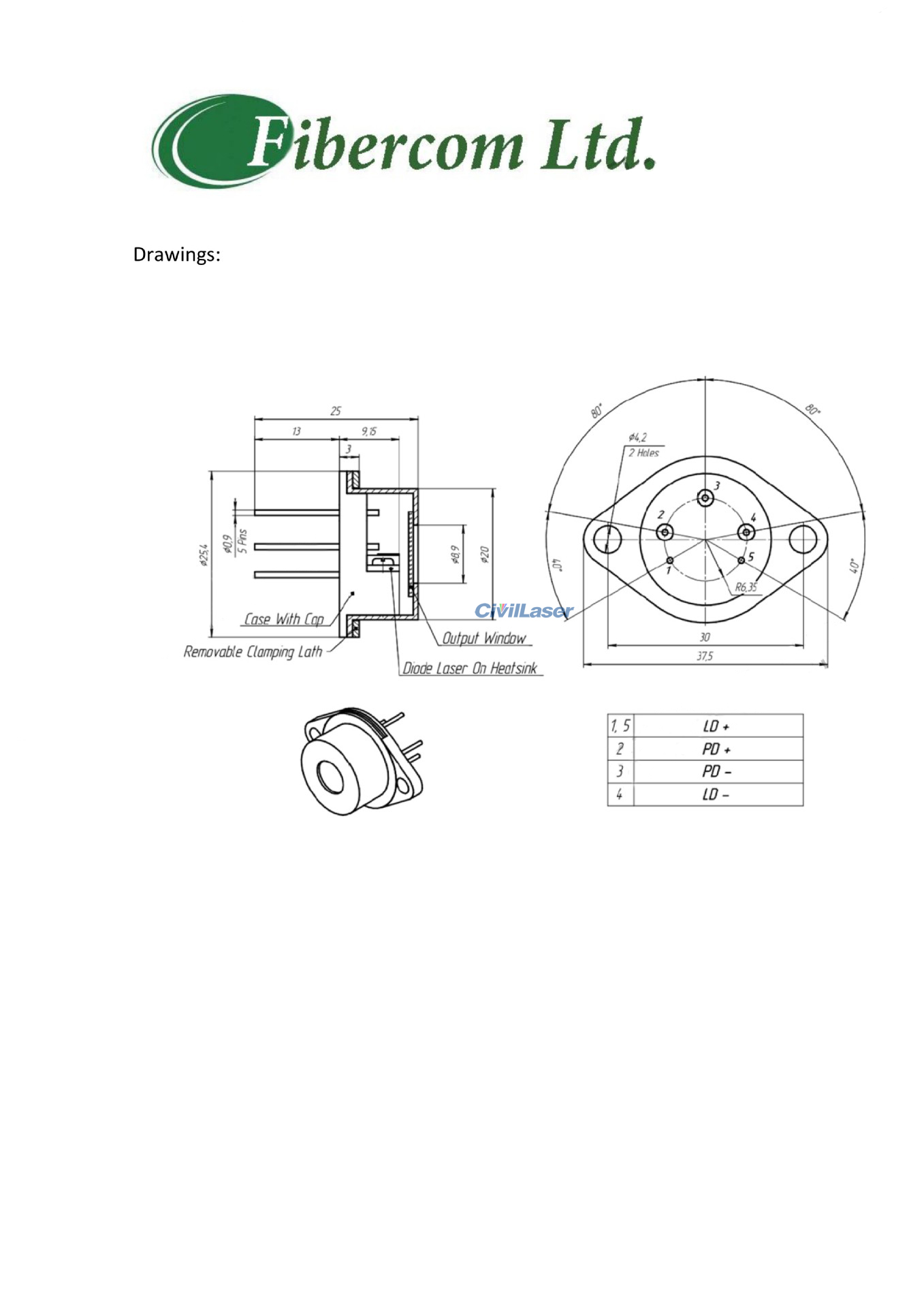 1550nm Laser Diode Pulsed Output Optical Power 10W 1550nm-TO3-10W-pulse ...