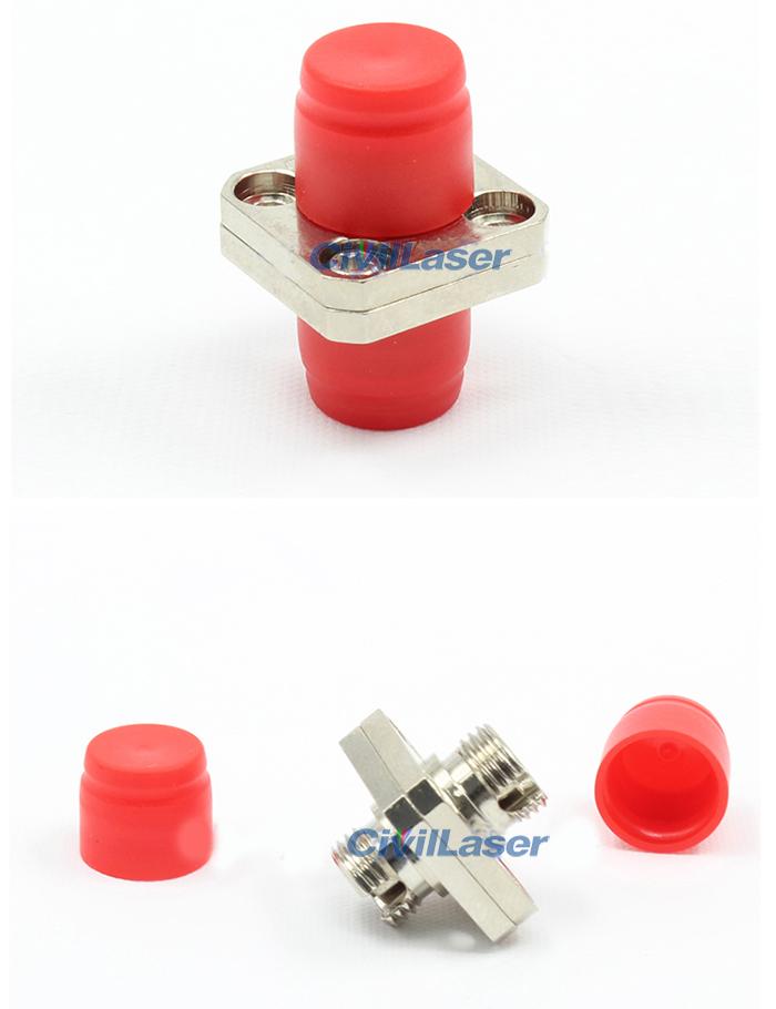 FC Square Two Piece Type Fiber Optic Adapter Single mode Single Core Flange