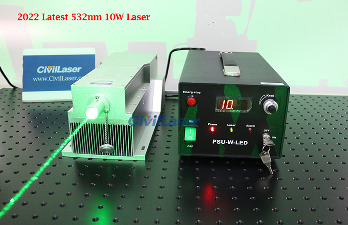532nm 10W Green DPSS Laser output power adjustable with digital display ...