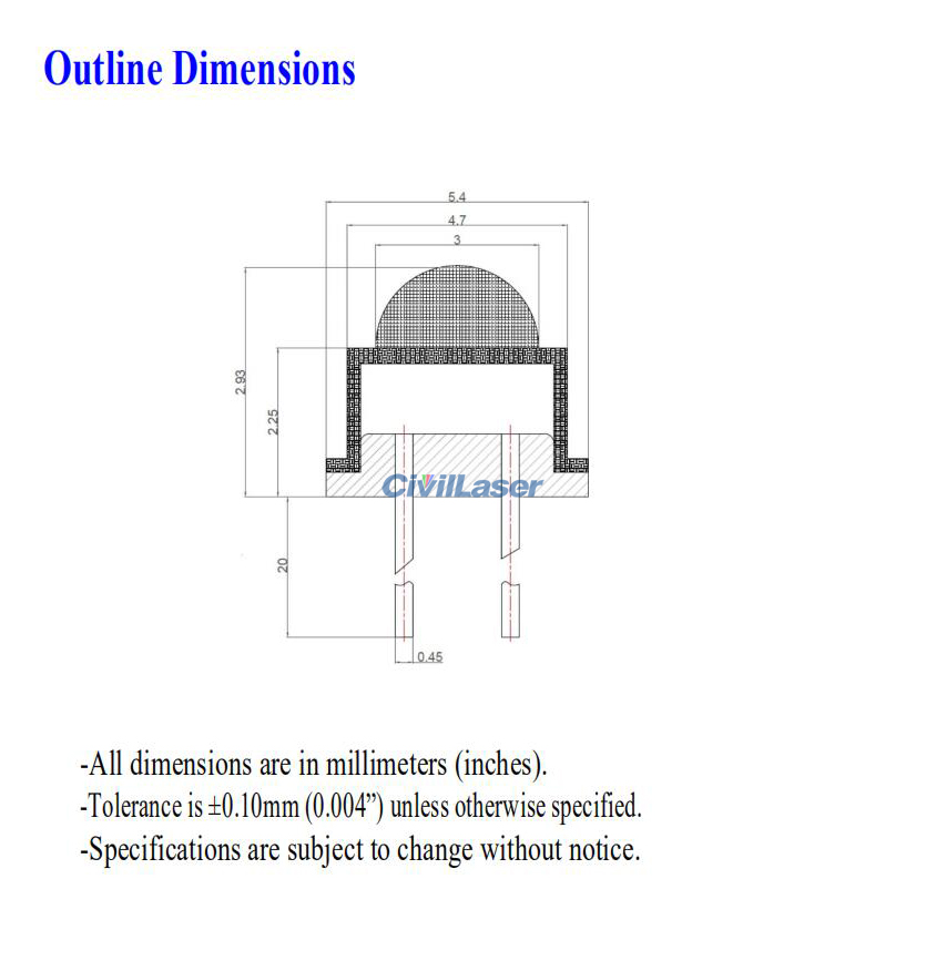 UV Laser Diode 295nm 10mW Deep Ultraviolet LD TO-46 φ3mm Bio-Analysis ...