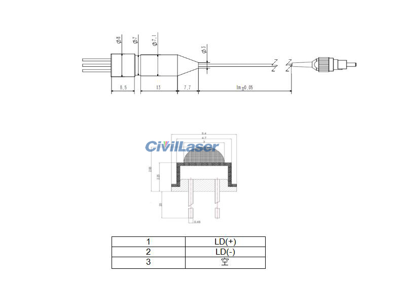 295nm 2mW UV Pigtail Laser Multi-mode Fiber Coupled Laser