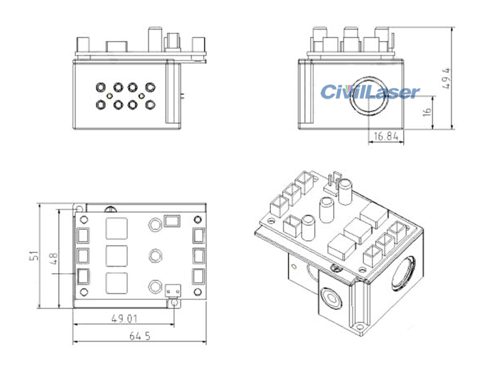 445nm/520nm/638nm RGB 3000mW Synthetic White Laser Module TTL Modulation