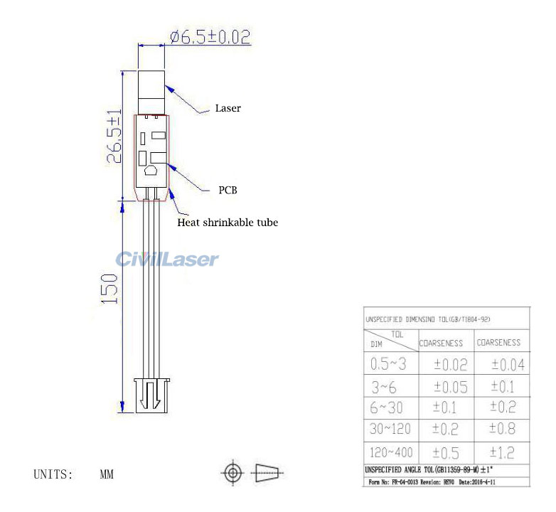 5mW Low Power Laser Module Dot 520nm Green Diode Laser 6.5*26.5mm