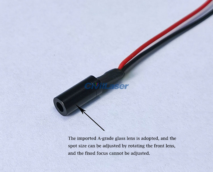 520nm 10mW Small Size Green Laser Module Dot 1mm Ultra-small Spot φ8x26mm