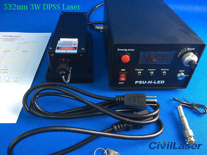 532nm 2000mw green dpss with TTL modulation high power pumped laser