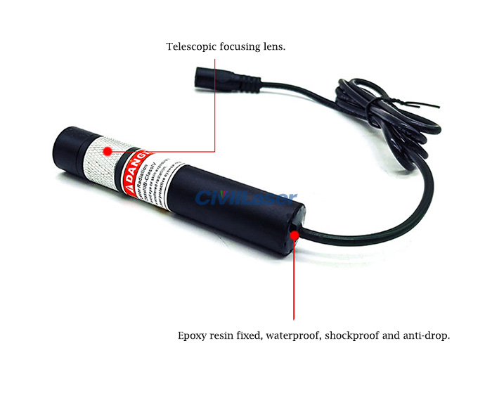 638nm 100~200mW Laser Module Adjustable Focus Crosshair Industrial ...