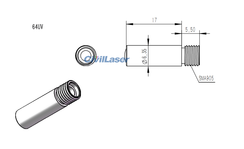 Fiber Collimator 185~2500nm Focusing Lens SMA905 Fiber Coupling Lens