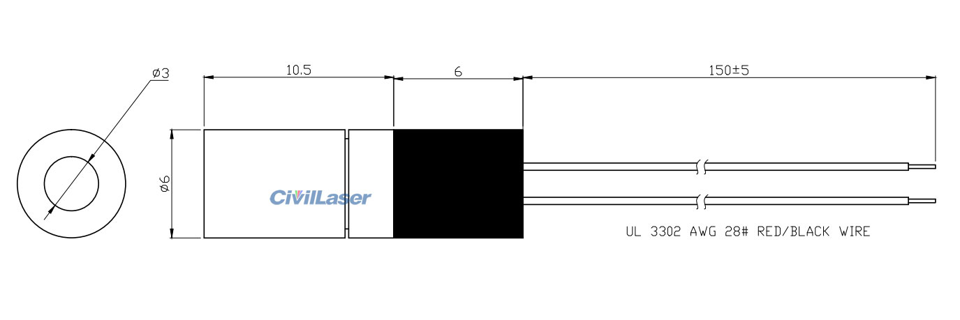 650nm 5mW Laser Module Dot φ6mm Small Size High Temperature Resistance ...