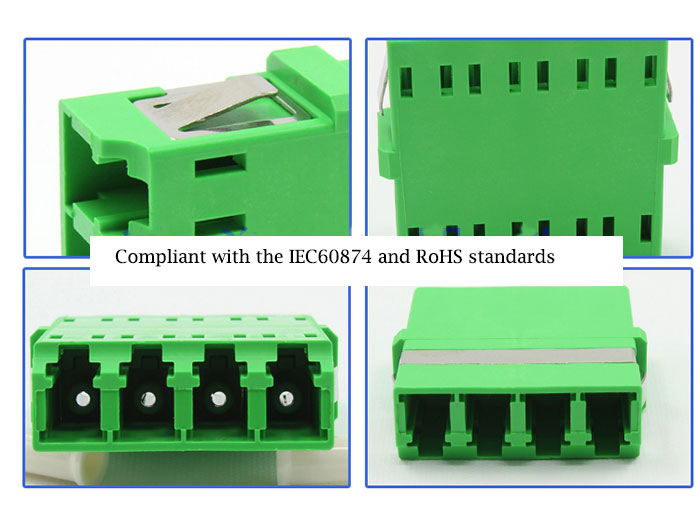 APC Connector LC Green Single Mode Four Core Fiber Optic Adapter
