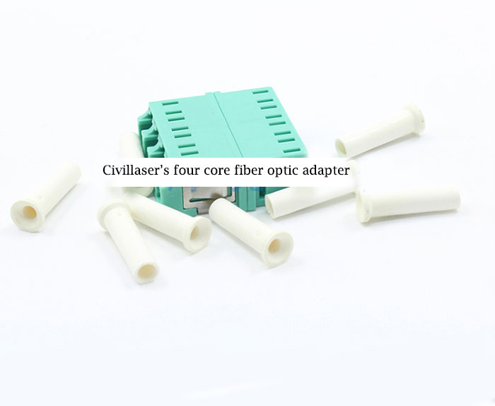 Multimode Four Core LC Cyan Blue Fiber Optic Adapter