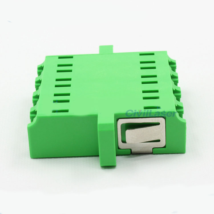 LC Integrated Type Single Mode Four Core Green Plastic Fiber Optic Adapter
