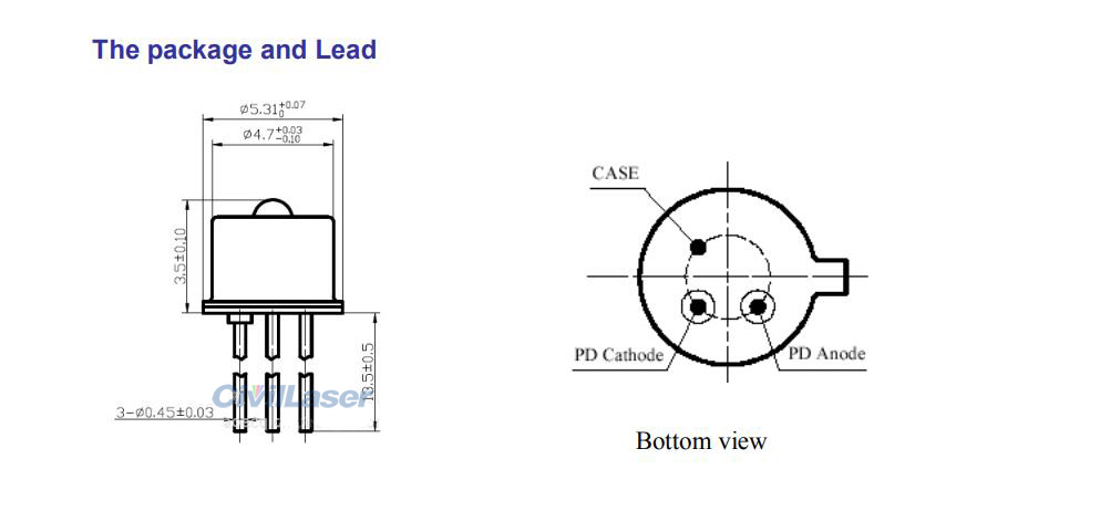 800nm~1700nm 170ps Response Time InGaAs PIN photodiode TO-46 Package