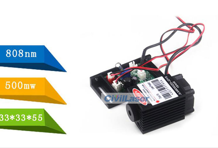 808nm 500mW Laser Module Dot Line Diode Laser IR Laser Source