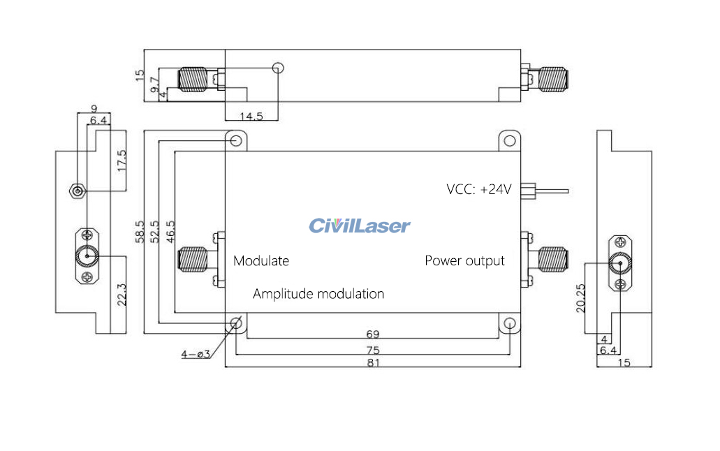80MHz AOM Radio Frequency Drive TTL Modulation AOM Drive