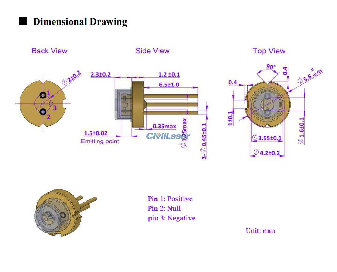 905nm 75W Pulsed Laser Diode TO56 Laser Chip 905C-300-75-0.75-TO Made ...