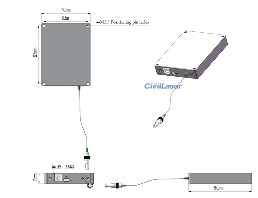 10mW C-band ASE Broadband Light Source 2dB Spectral Flatness ASE-C-10-T ...