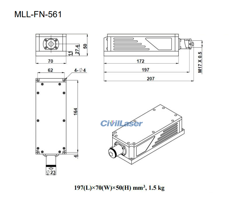 561nm 30mW Yellow Green LD Pumped Solid-state Laser