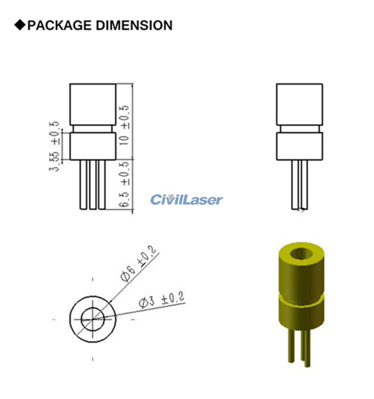 655nm 2.5mW Red Laser Module Particle Sensor Laser SHM650610 ...