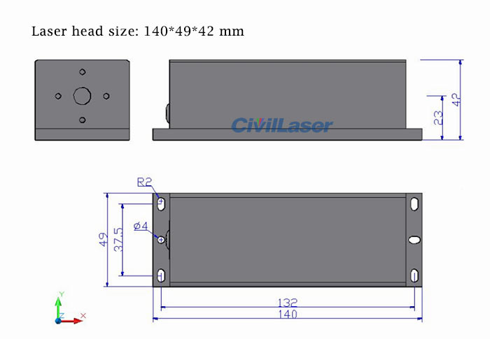 750nm 1500mW High Stability Diodes Laser Source Adjustable Power Supply