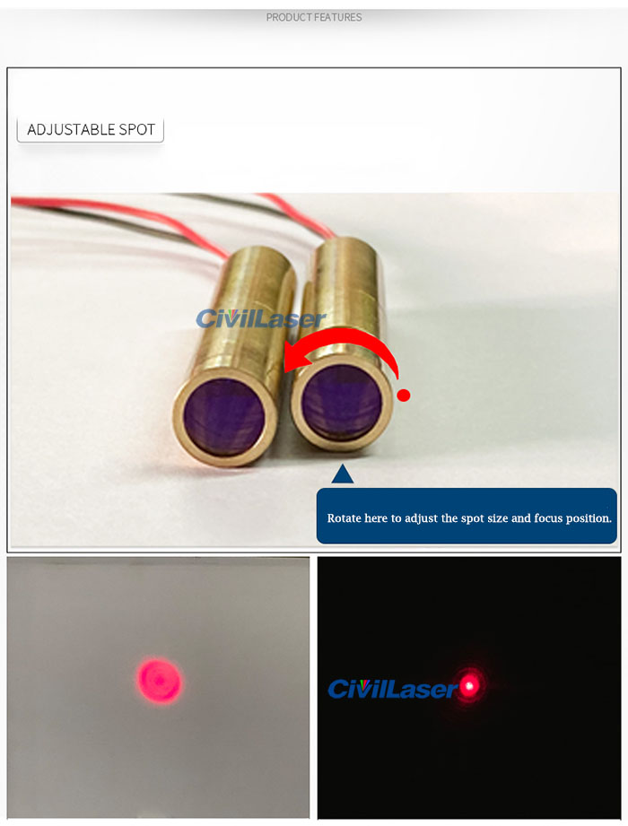 658nm 100mW Red Laser Module Dot Long-distance Ultra-small Spot Module