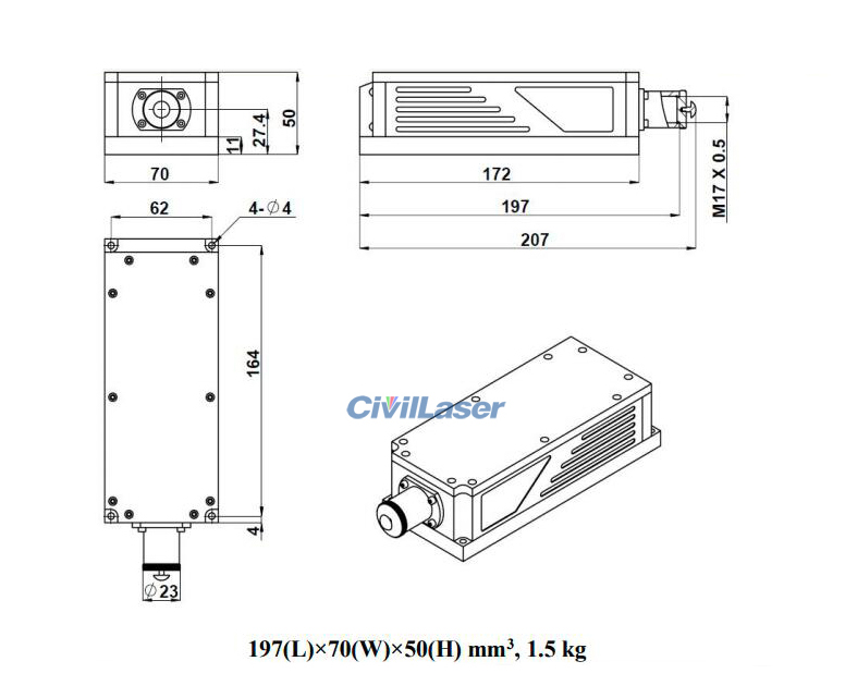532nm 1500mW Solid State Laser System Spectral Linewidth
