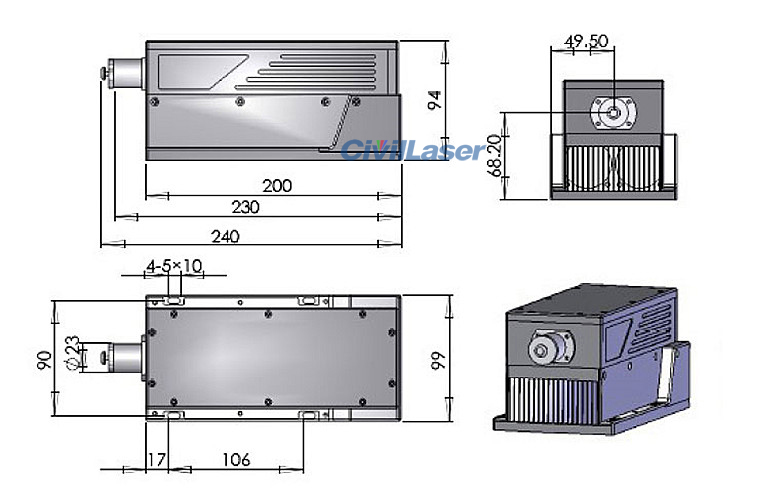 561nm 100mW Green Fiber Coupled Laser DPSS Solid State Laser Fiber Output