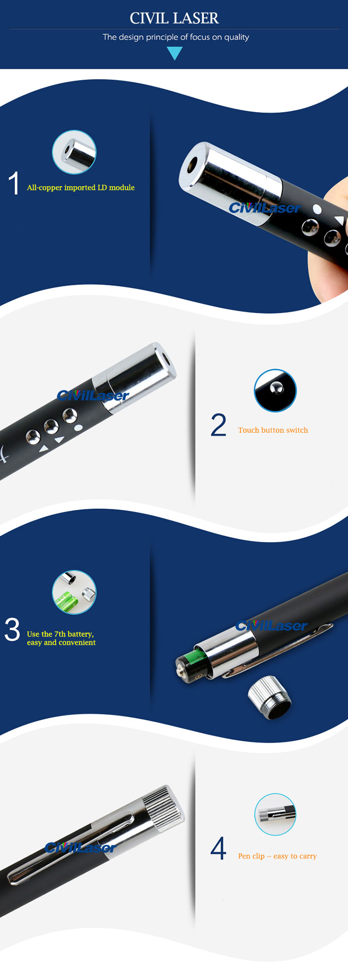 Green Laser Pen Teaching Presentation Pointer PPT Wireless Presenter Remote