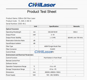 528nm 1~10mW TEM00 Single-mode Fiber Output Laser – Laser technology ...